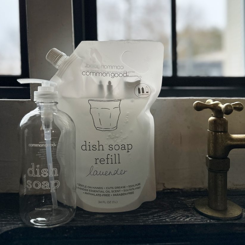 Refillable Dish Soap Glass Bottle Empty 16oz Common Good